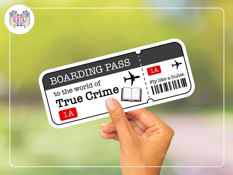 True Crime Bookish Boarding Pass PNG, Plane Ticket Bookmark, Boarding ...