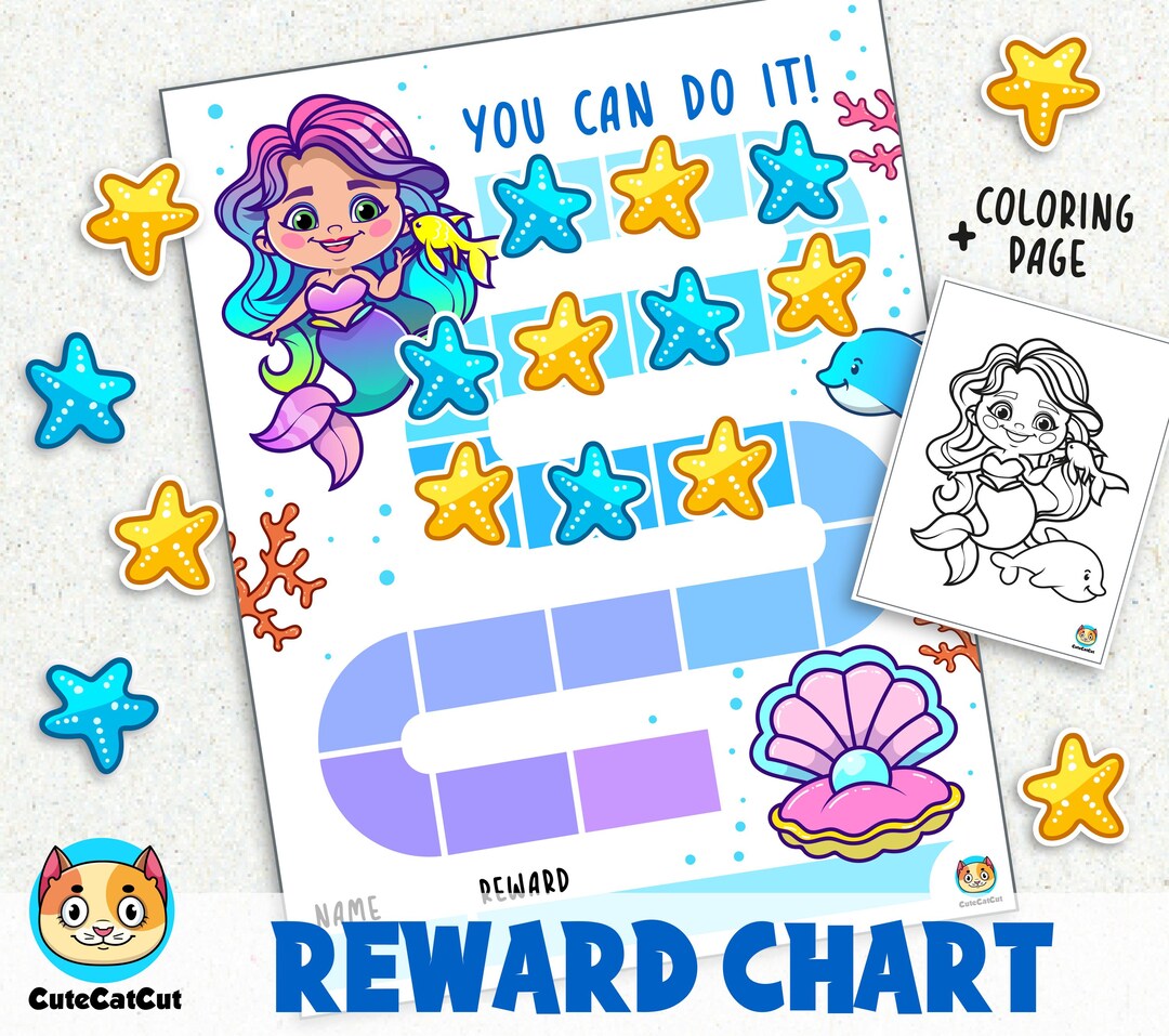 Printable Reward Chart for Girls, Behavior Sticker Chart, Printable ...