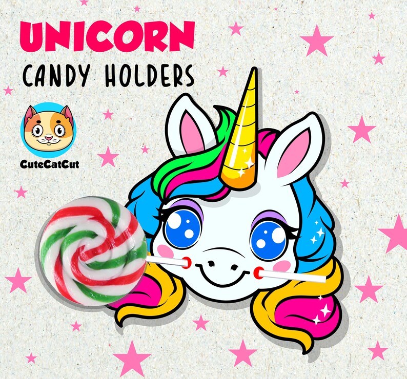 Unicorn Lollipop Holders Printable, Digital Party Sucker Holder ...