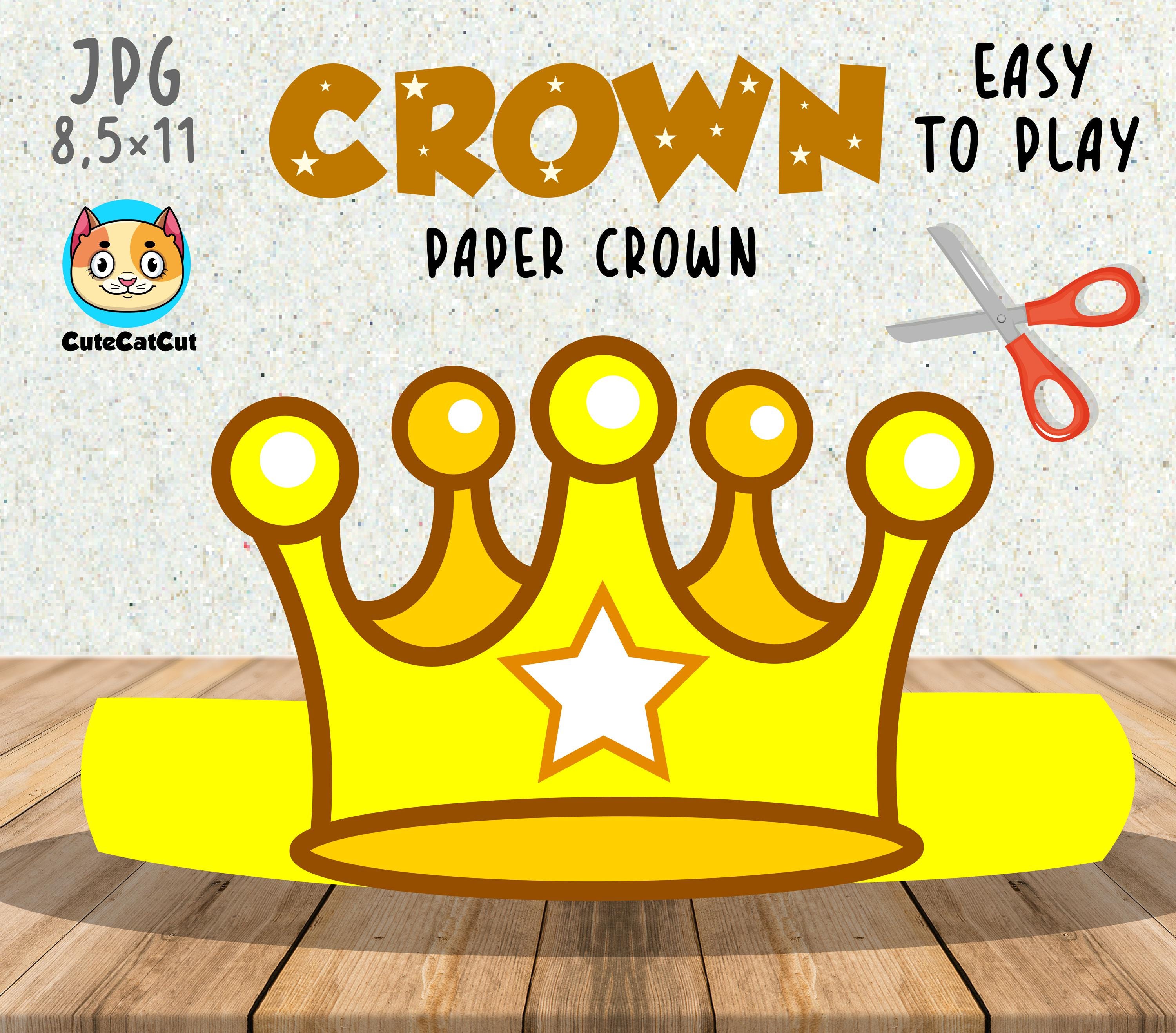 King Royal Paper Crown Printable for Kids, Prince Hat Fun Kids Craft ...