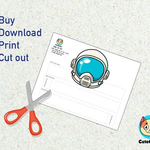 Cosmonaut Helmet Paper Crown Printable for Kids, Cosmonaut Cap Hat Fun ...