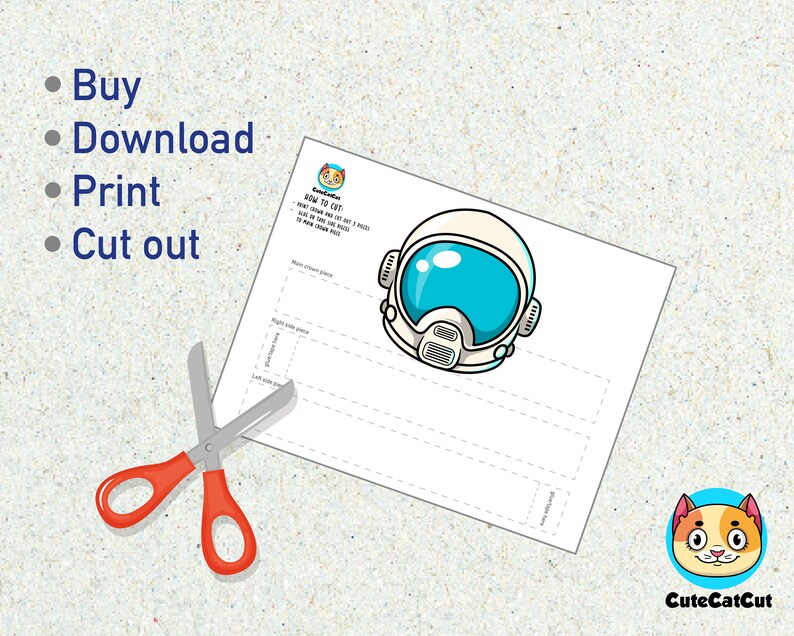 Cosmonaut Helmet Paper Crown Printable for Kids, Cosmonaut Cap Hat Fun ...