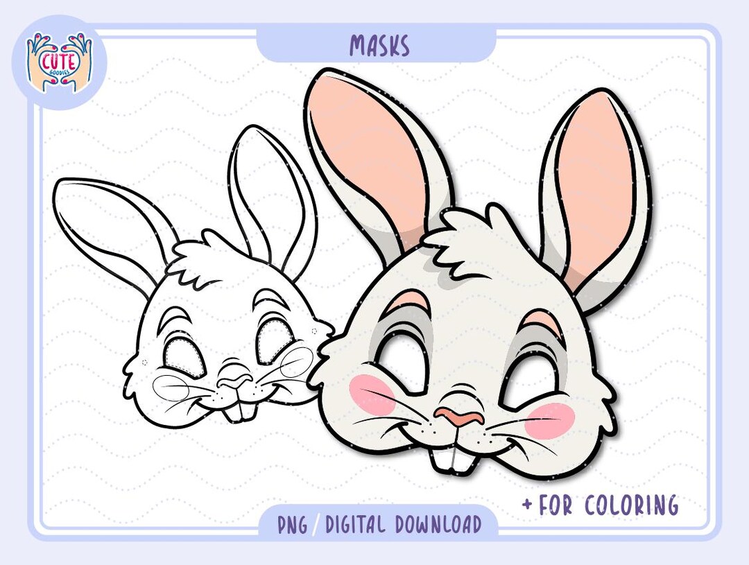 Rabbit Paper Mask Printable for Kids, Toddler Activity, Farm Animals ...