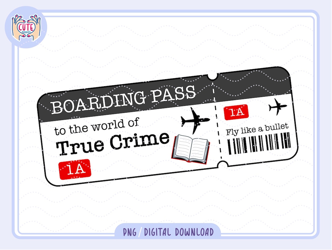 True Crime Bookish Boarding Pass PNG, Plane Ticket Bookmark, Boarding ...