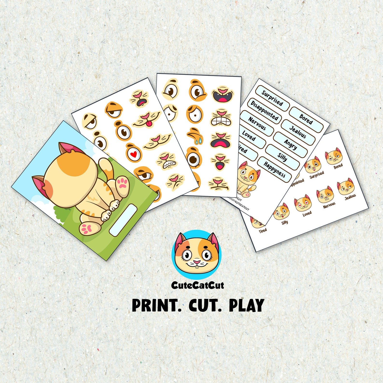 Cat Themed Emotions and Feelings Printable Activity. Cat Toddler ...