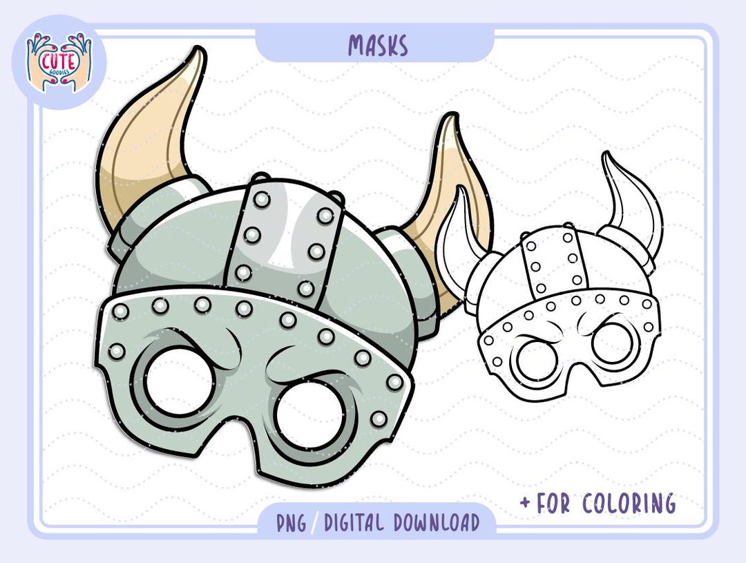 Viking Paper Mask Printable for Kids, Toddler Activity, Viking Helmet ...