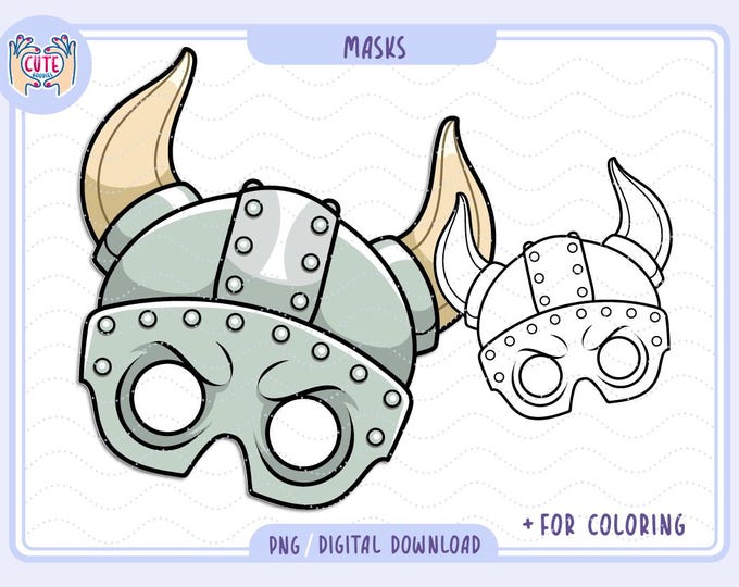 Viking Helmet Paper Crown Coloring Printable Kid Craft Birthday Party ...