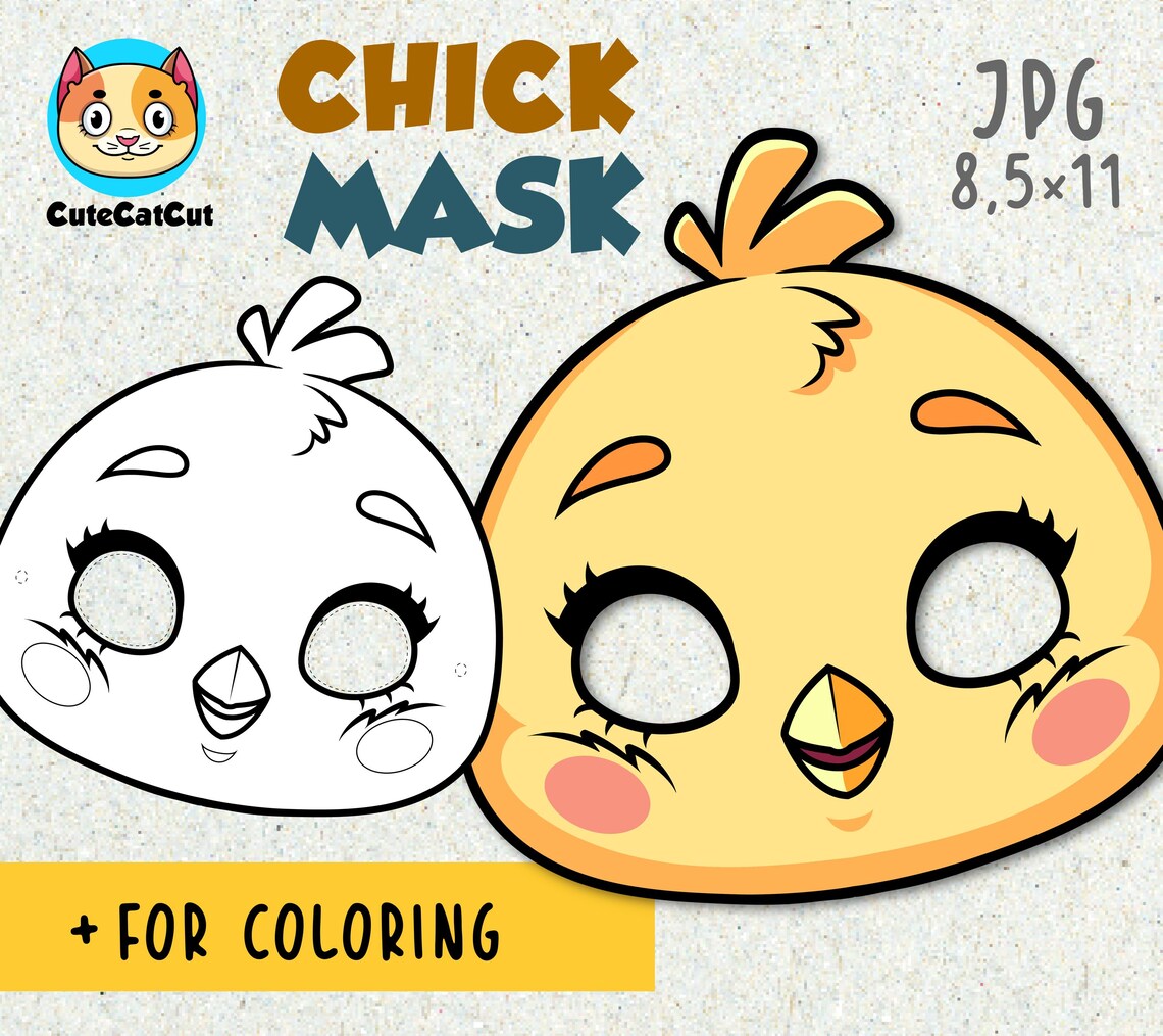 Chick Paper Mask Printable for Kids, Toddler Activity, Farm Animals ...