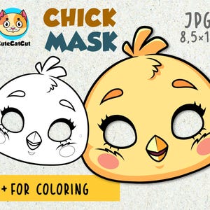 Chick Paper Mask Printable for Kids, Toddler Activity, Farm Animals ...