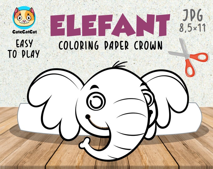 Elephant Paper Crown COLOR YOUR OWN Printable - Etsy Canada