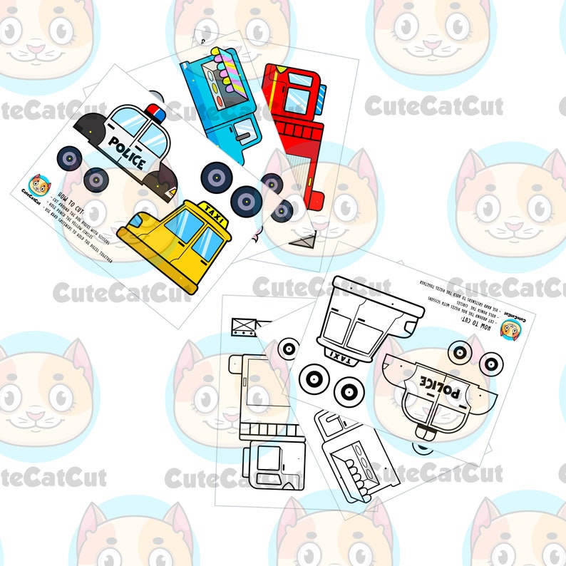 Cars Paper Toy Printable, Printable Articulated Paper Cars, Transport ...