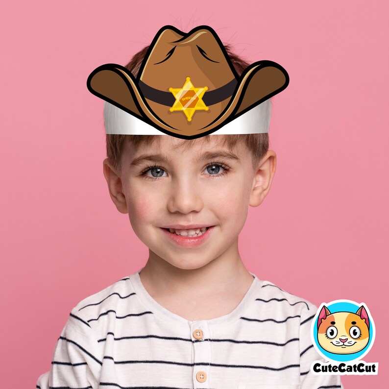 Sheriff Cowboy Hat Paper Crown Printable for Kids, Cowboy Cap Hat Fun ...
