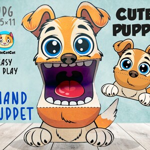 Dog Paper Printable Hand Puppet, Puppy Printable Articulated Paper Doll ...