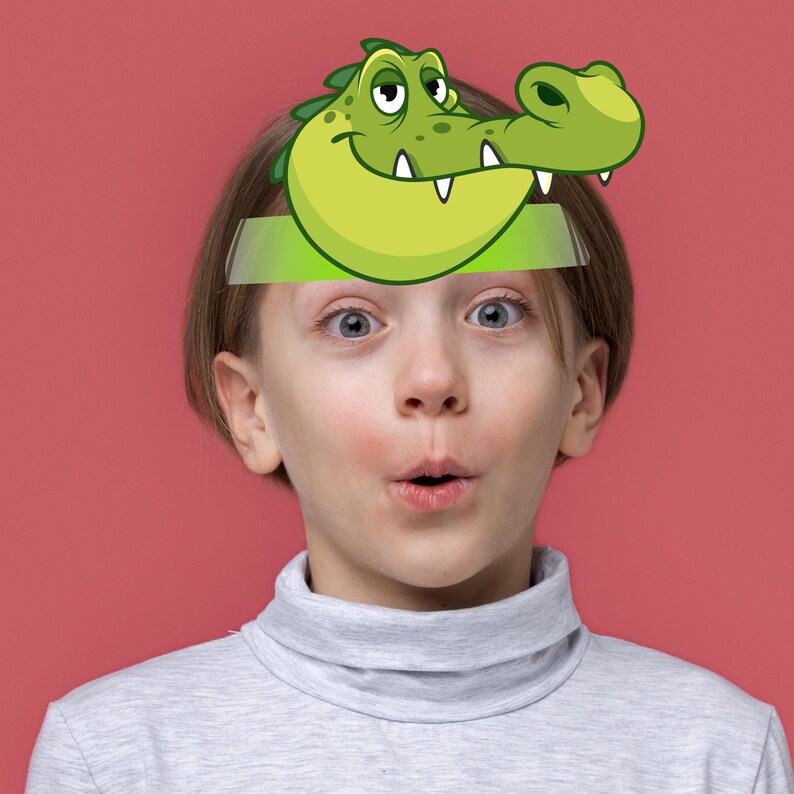 Crocodile Coloring Paper Crown Printable for Kids, Crocodile Hat Fun ...