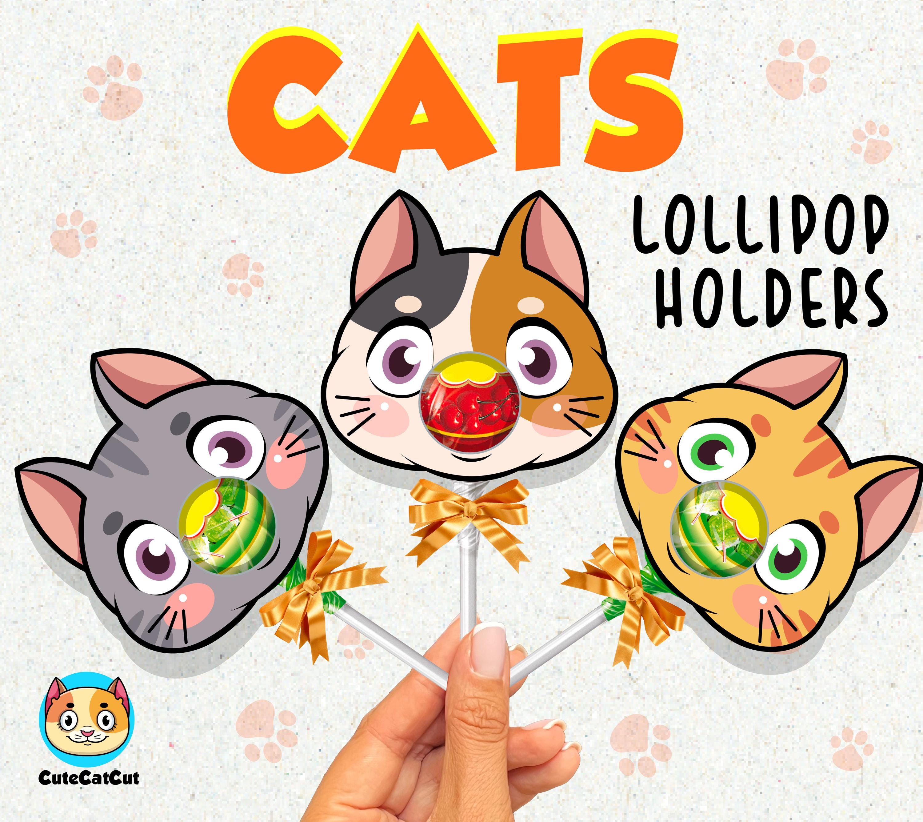 Cats Lollipop Holders Printable, Kitty Lollipop Holder, Party Sucker ...