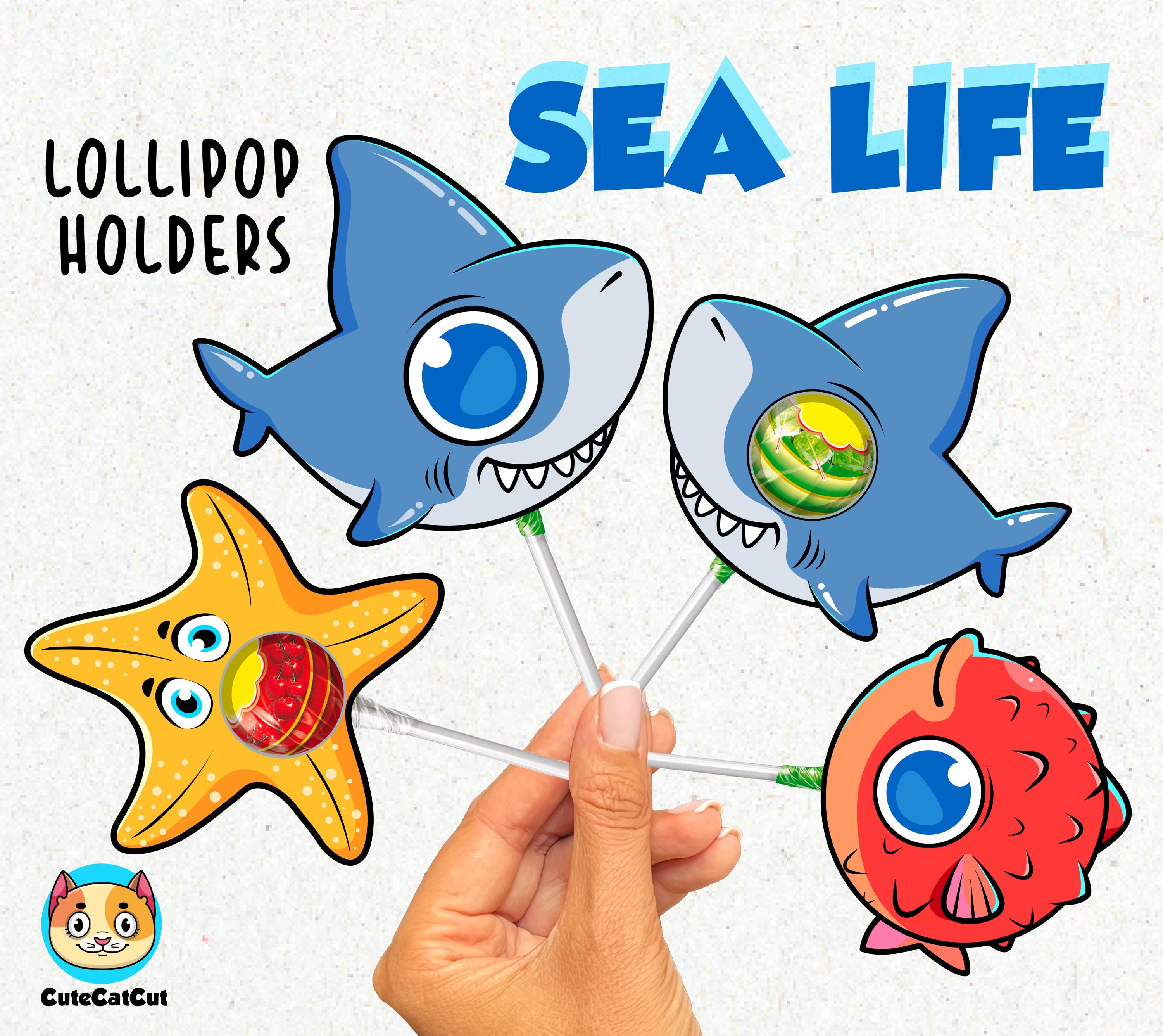 Sea Life Lollipop Holders Printable, Shark, Sea Star, Fish Lollipop ...