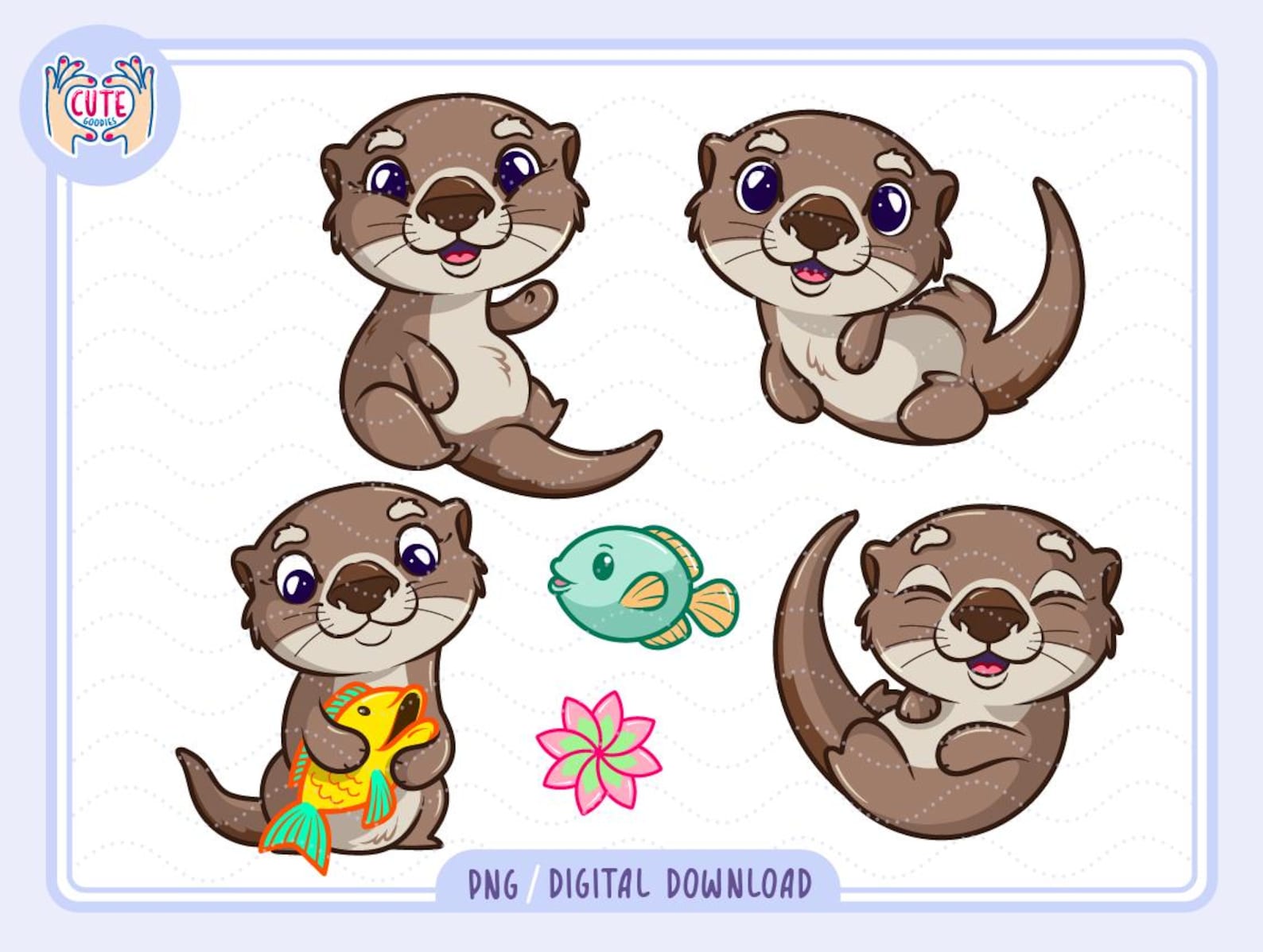 Cute Otter Clipart, Sea Otter Clipart, Baby Otter Png, Nursery Clipart ...