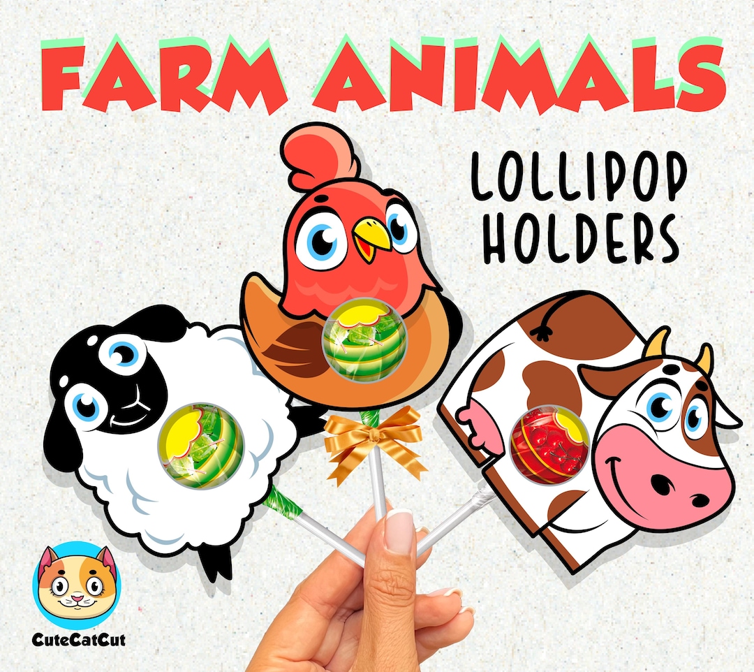 Farm Animals Lollipop Holders Printable, Party Sucker Holder, Toddler ...