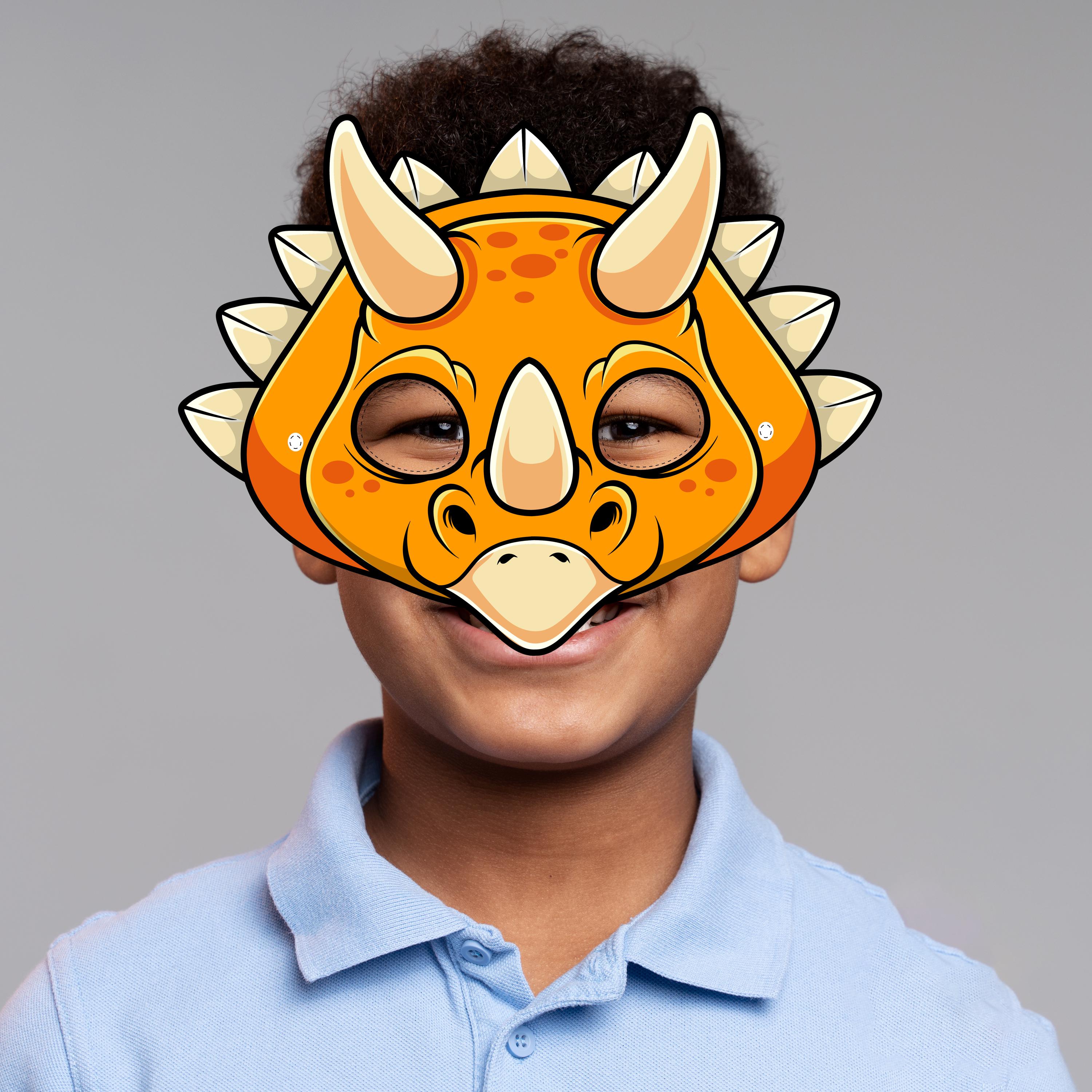 Dinosaur Mask Printable for Kids, Triceratops Mask, Toddler Activity ...
