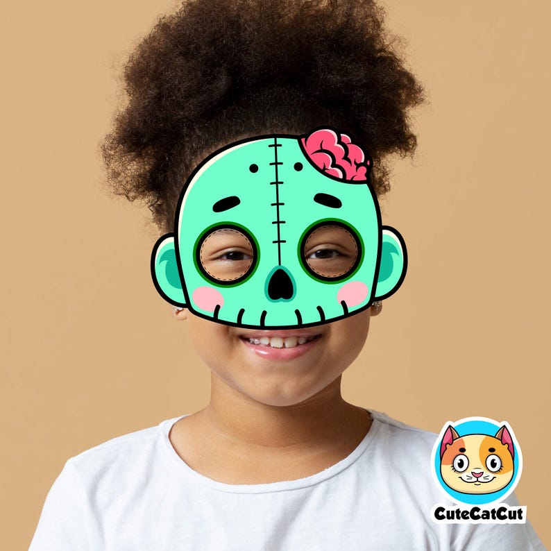 Máscara de papel zombie imprimible para niños, monstruo zombie cuervo ...