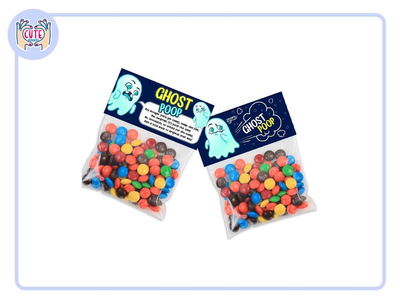 Ghost Poop Treat Bag Toppers Instant Download, Halloween Ghost Favor ...