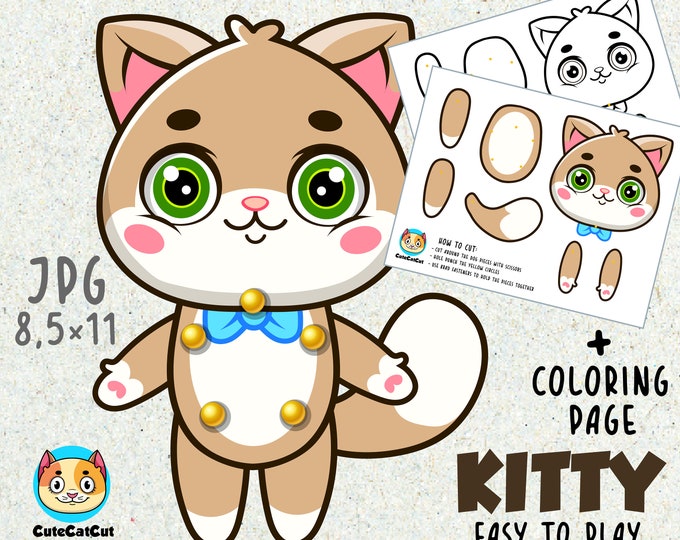 Cat Animal Paper Dolls Puppets Patterns Articulated Mechanical Animals ...