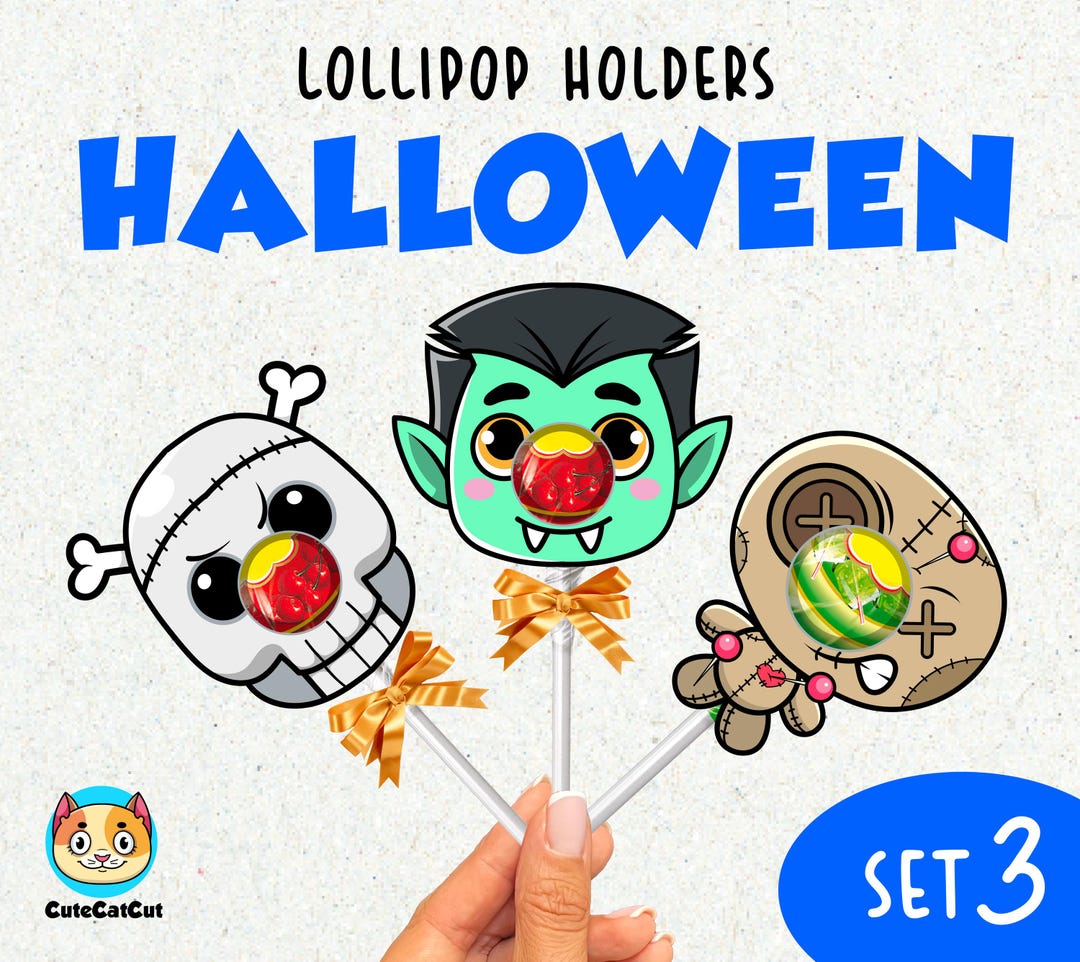 Halloween Lollipop Holders Printable, Vampire Lollipop Holder, Digital Party Sucker Holder ...
