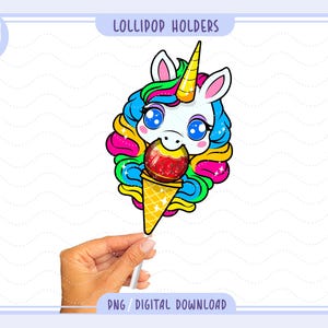 Unicorn Lollipop Holders Printable, Digital Party Sucker Holder ...