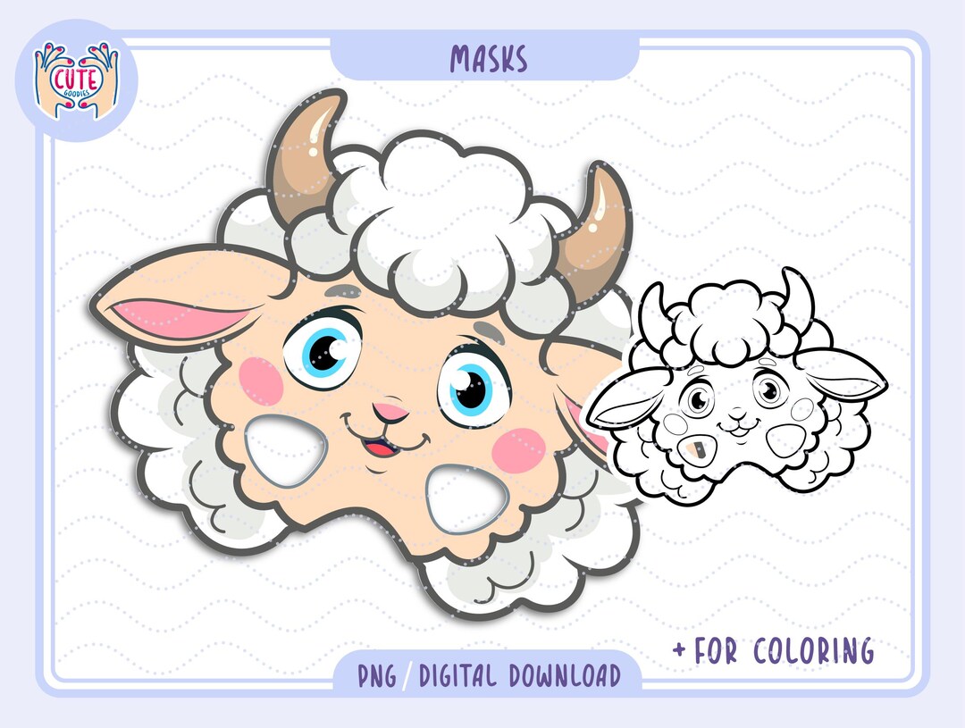 Sheep Paper Mask Printable for Kids, Toddler Activity, Farm Animals ...