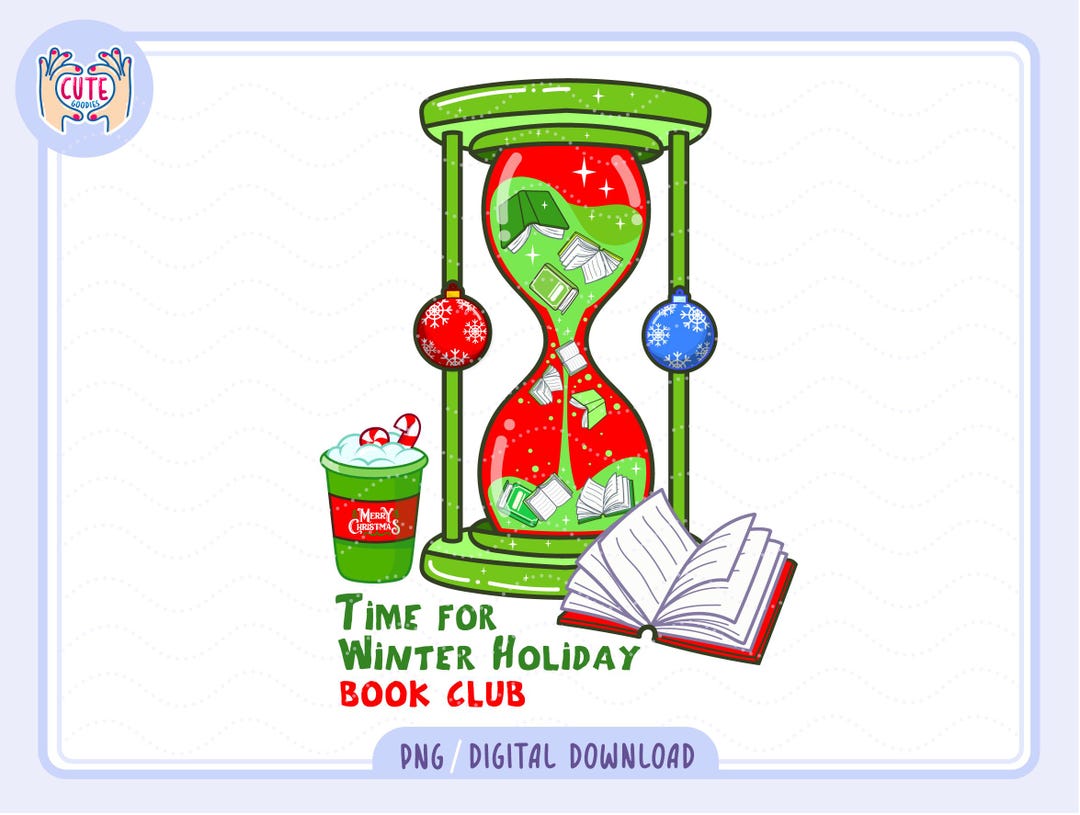 Christmas Book Club PNG, Merry Bookmas Hourglass (digital Download) - Etsy