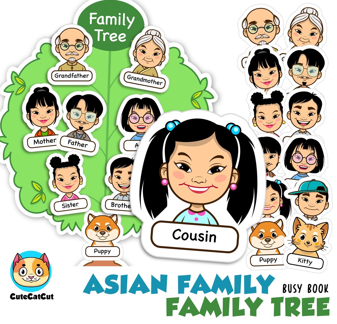 Asian Family Tree Busy Book Printable Activity, My Family Tree for Kids ...