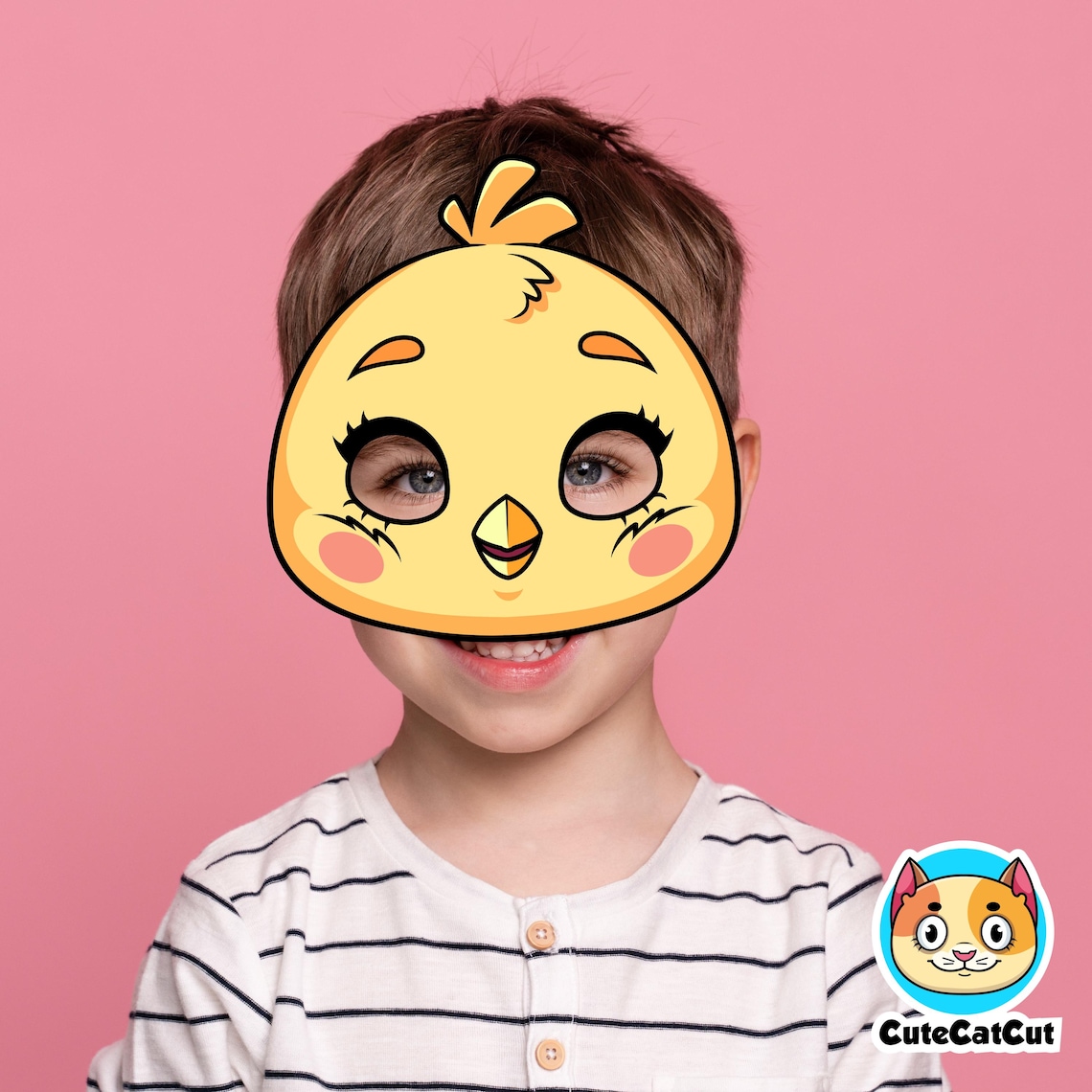 Chick Paper Mask Printable for Kids, Toddler Activity, Farm Animals ...