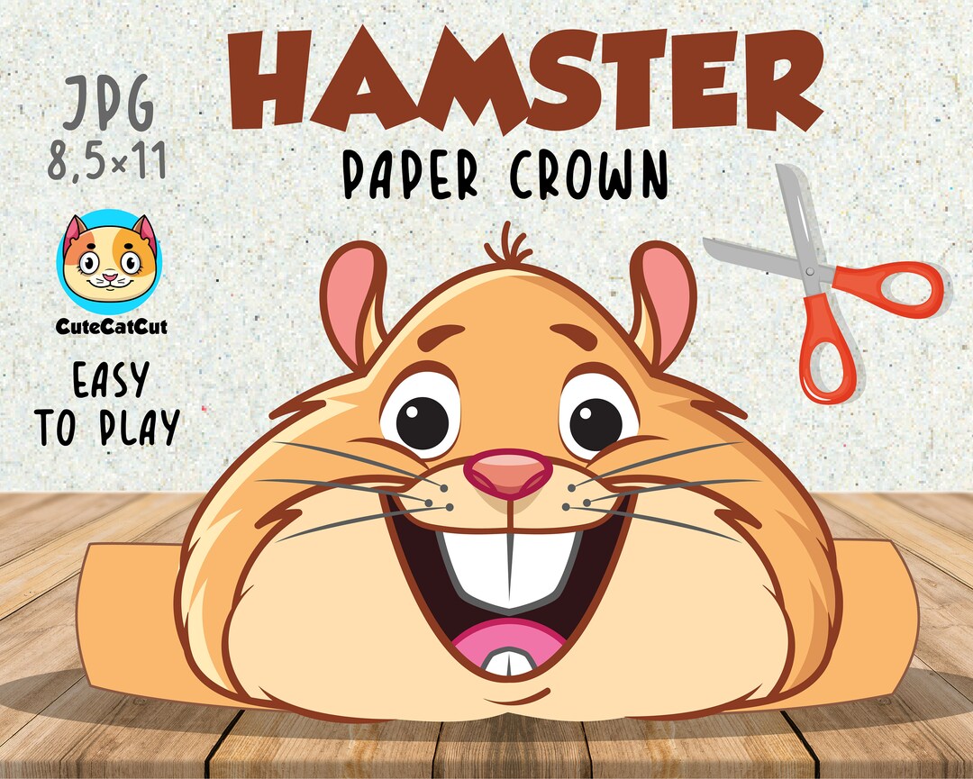 Hamster Paper Crown Printable for Kids, Hat Fun Kids Craft, Costume ...