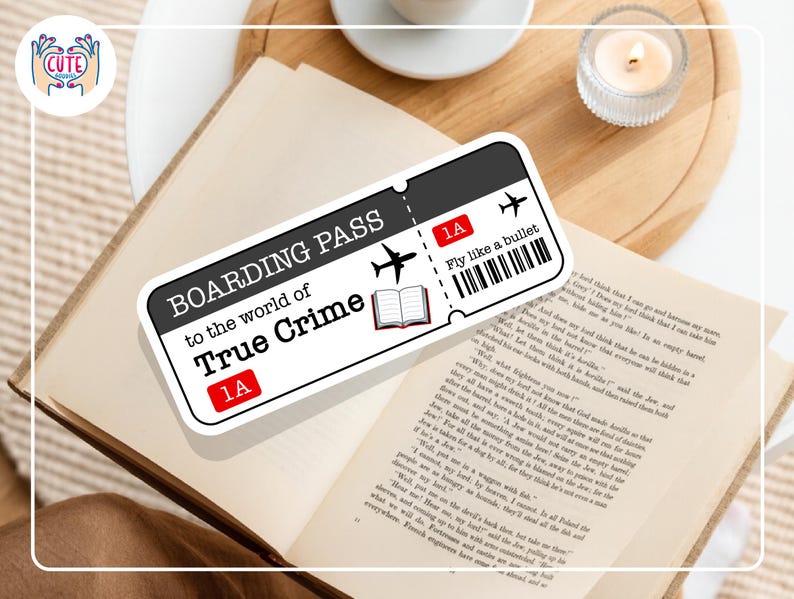 True Crime Bookish Boarding Pass PNG, Plane Ticket Bookmark, Boarding ...