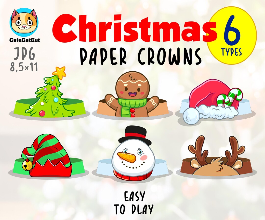 Christmas Crowns Printable for Kids, Toddler Activity, Craft Hats for ...