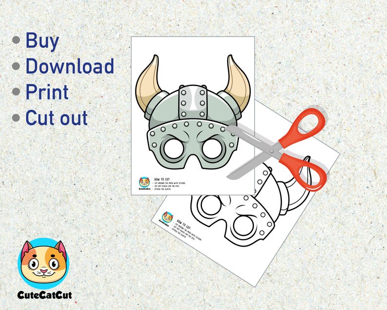 Viking Paper Mask Printable for Kids, Toddler Activity, Viking Helmet ...