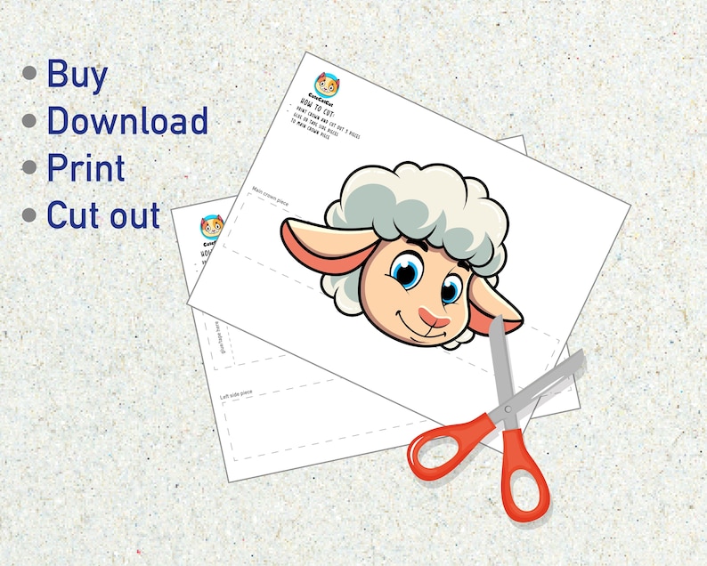 Sheep Paper Crown Printable for Kids, Sheep Hat Fun Kids Craft, Costume ...