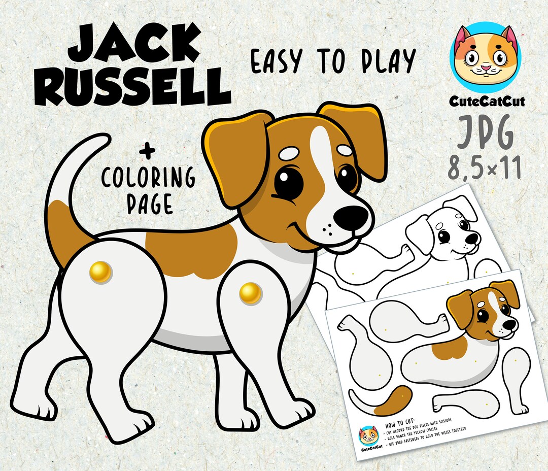 Jack Russell Dog Paper Doll Printable Jack Russell Puppy - Etsy