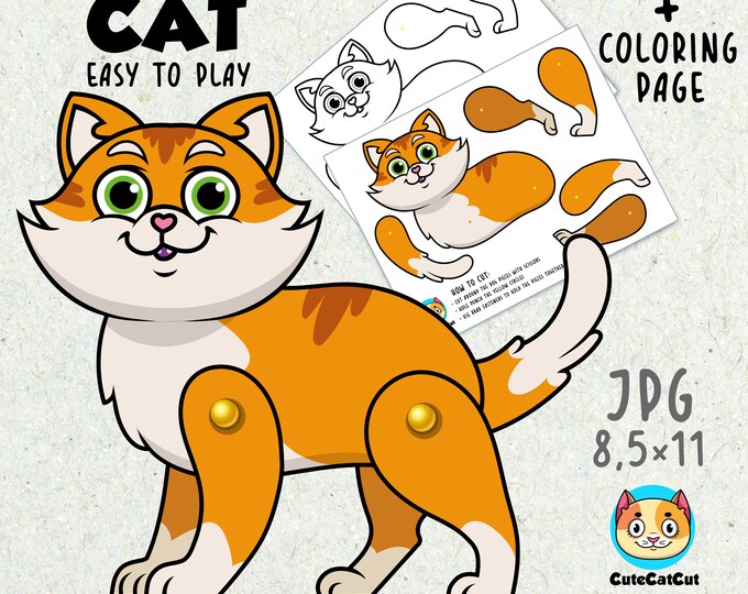 Cat Animal Paper Dolls Puppets Patterns Articulated Mechanical Animals ...