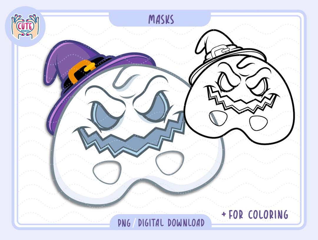 Halloween Ghost Paper Mask Printable for Kids, DIY Toddler Activity ...