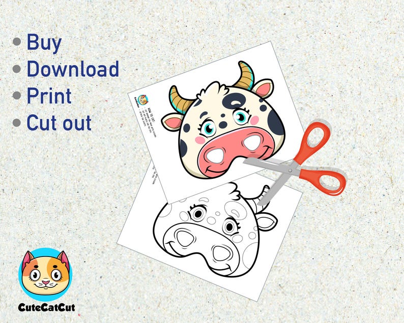 Pig Paper Mask Printable for Kids, Toddler Activity, Farm Animals Paper ...