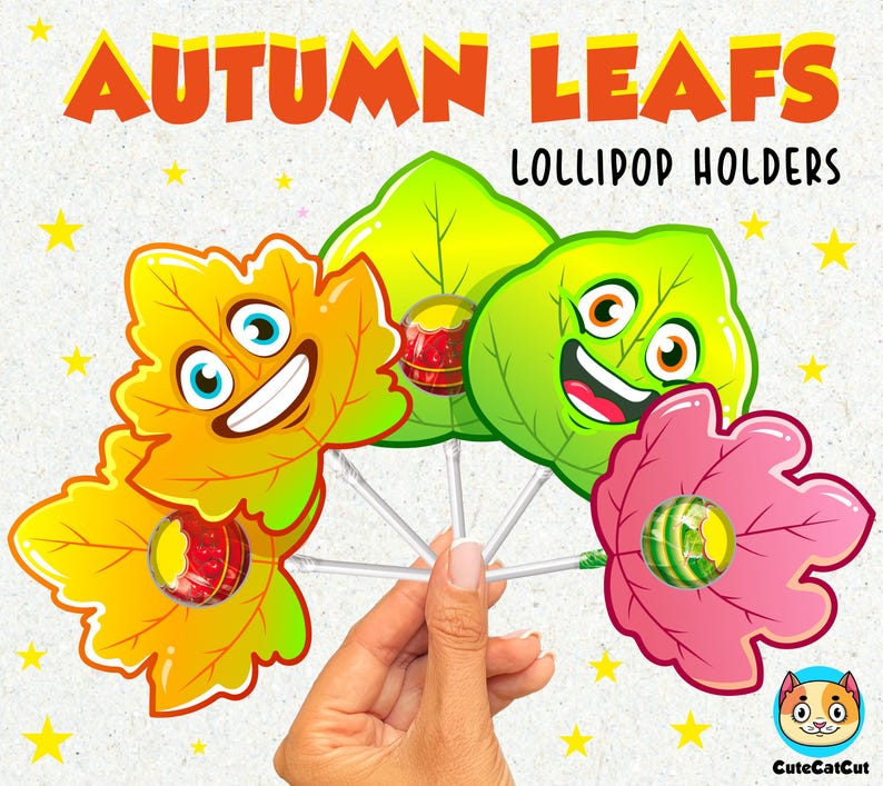 Autumn Leafs Lollipop Holders Printable, Autumn Lollipop Holder, Maple ...