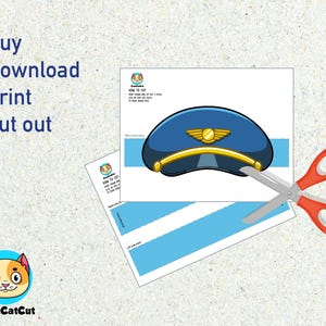 Pilot Cap Paper Crown Printable for Kids, Pilot Cap Hat Fun Kids Craft ...