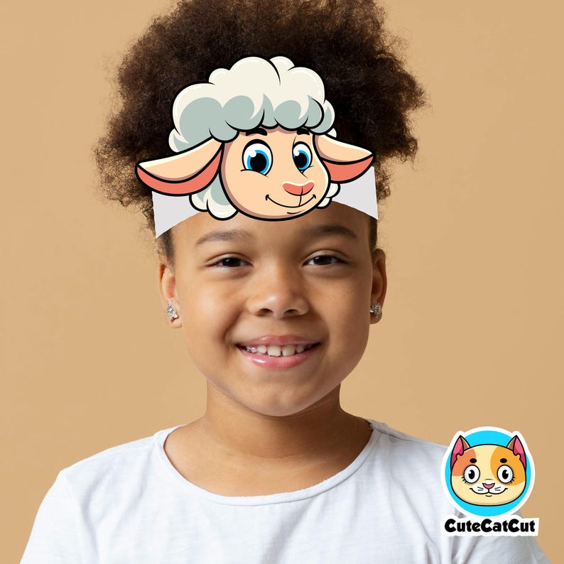 Sheep Paper Crown Printable for Kids, Sheep Hat Fun Kids Craft, Costume ...