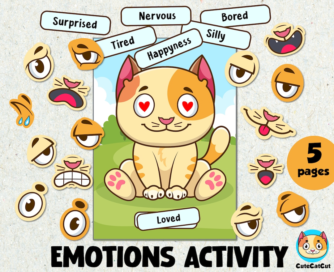 Cat Themed Emotions and Feelings Printable Activity. Cat Toddler ...