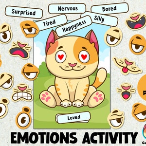 Cat Themed Emotions and Feelings Printable Activity. Cat Toddler ...