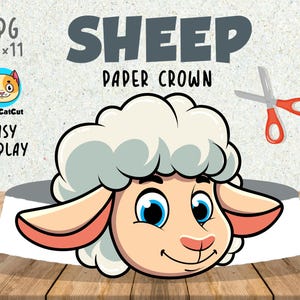 Sheep Paper Crown Printable for Kids, Sheep Hat Fun Kids Craft, Costume ...