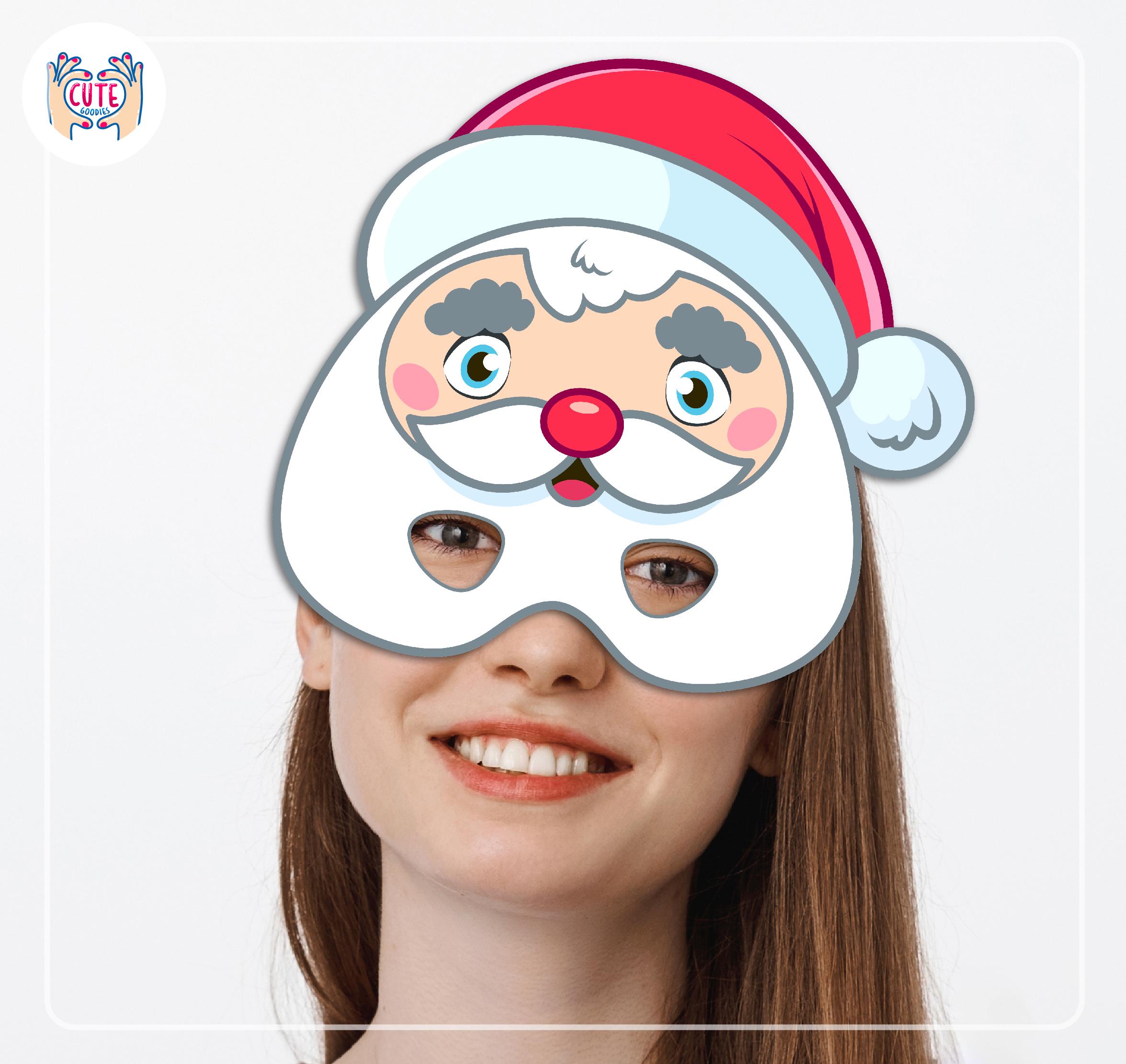 Printable Christmas Santa Mask, Kids Coloring Craft (digital Download ...