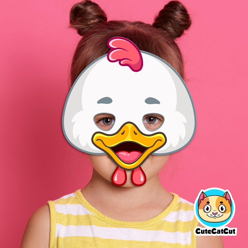 Chicken Paper Mask Printable for Kids, Toddler Activity, Farm Animals ...