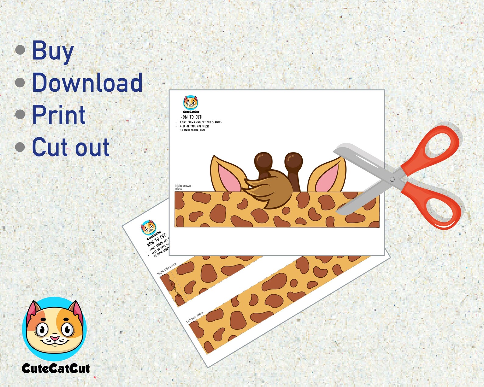 Giraffe Headband, Giraffe Paper Crown, Giraffe Ears Paper Crown Party ...